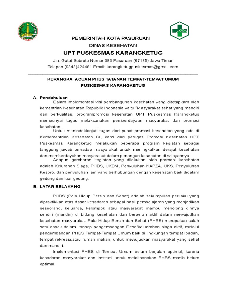 Kerangka Acuan PHBS Ttu | PDF