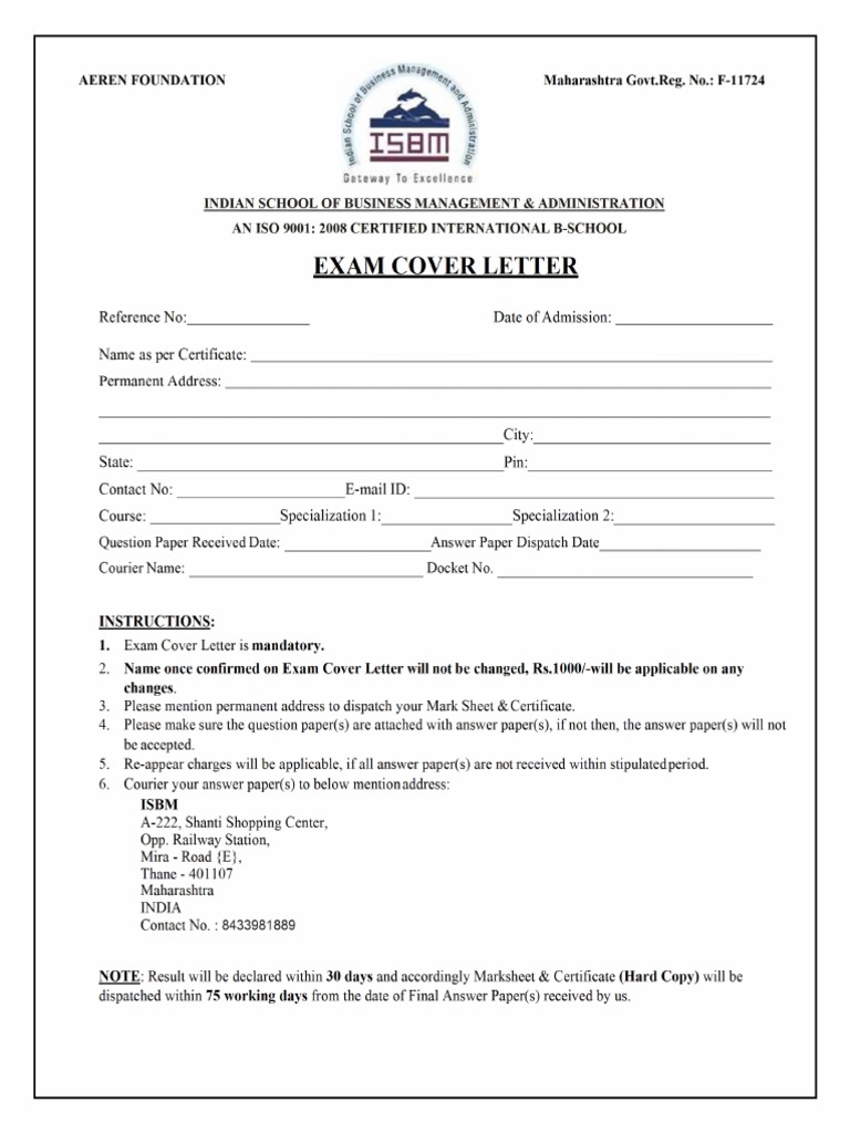 Exam Cover Letter PDF | PDF