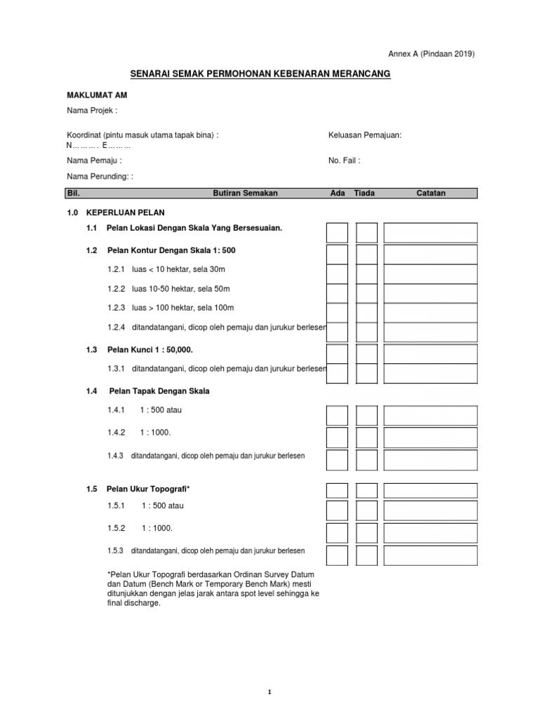 Senarai Semak Permohonan Kebenaran Merancang | PDF