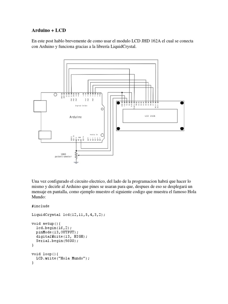 Arduino + LCD JHD 162A | PDF