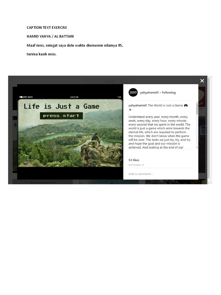 CAPTION TEXT EXERCISE Hamid Yahya | PDF
