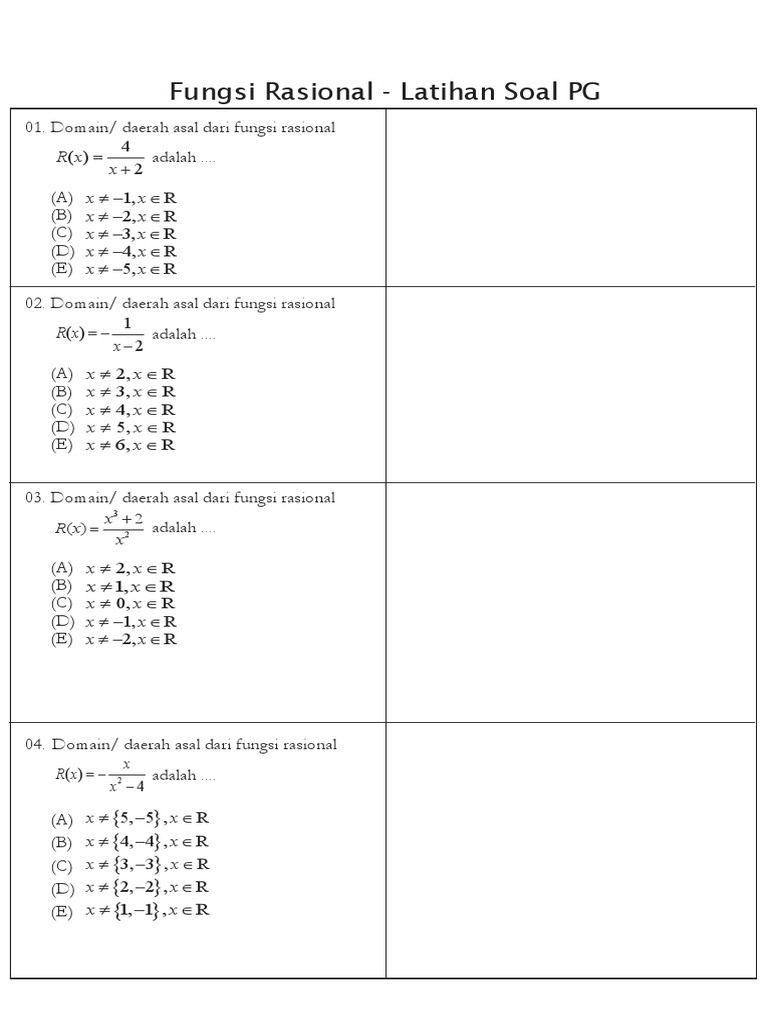 Fungsi Rasional - Latihan Soal PG | PDF