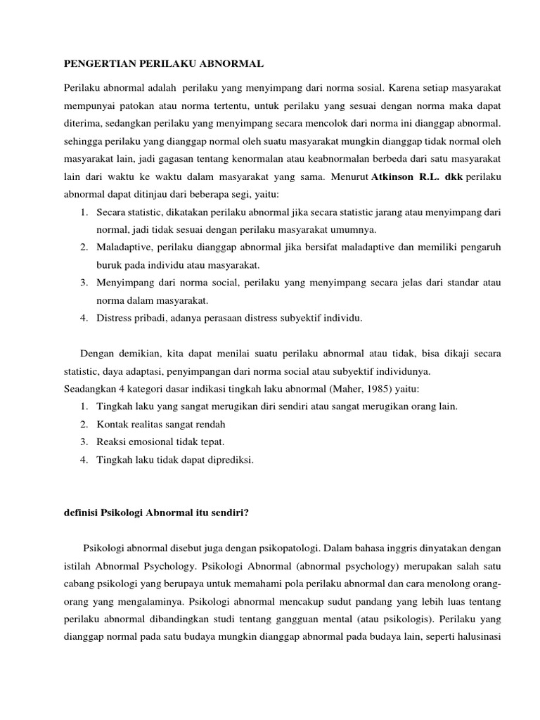 Psikologi Perilaku Abnormal | PDF