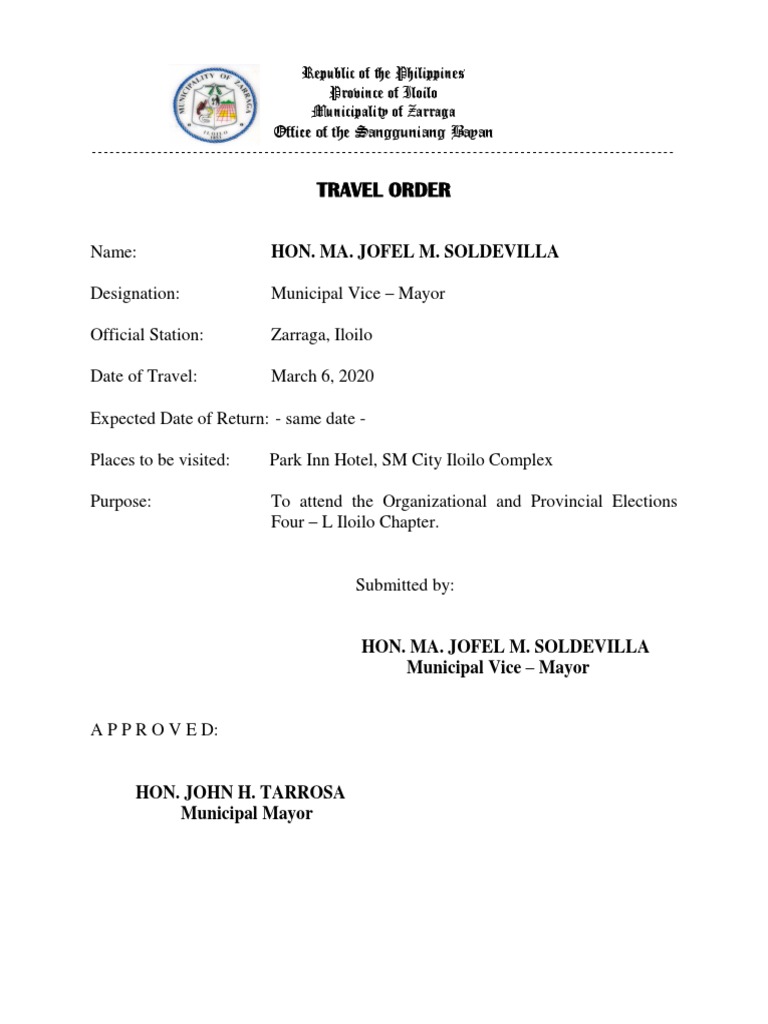 TRAVELORDER2019 | PDF | Local Government | Philippines
