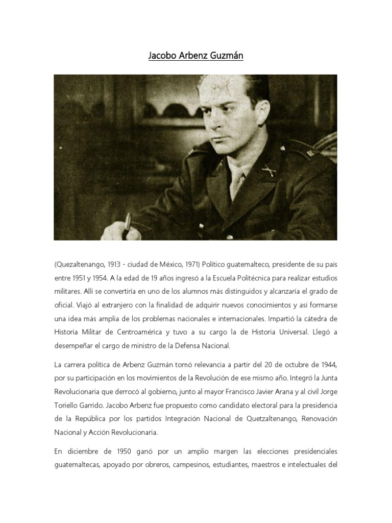 Biografía de Jacobo Arbenz Guzmán | PDF | Guatemala | Gobierno