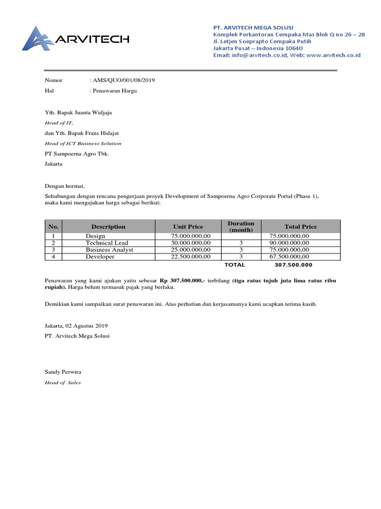 Revisi 1 Quotation Sampoerna Agro | PDF | Komputer | Teknologi & Rekayasa