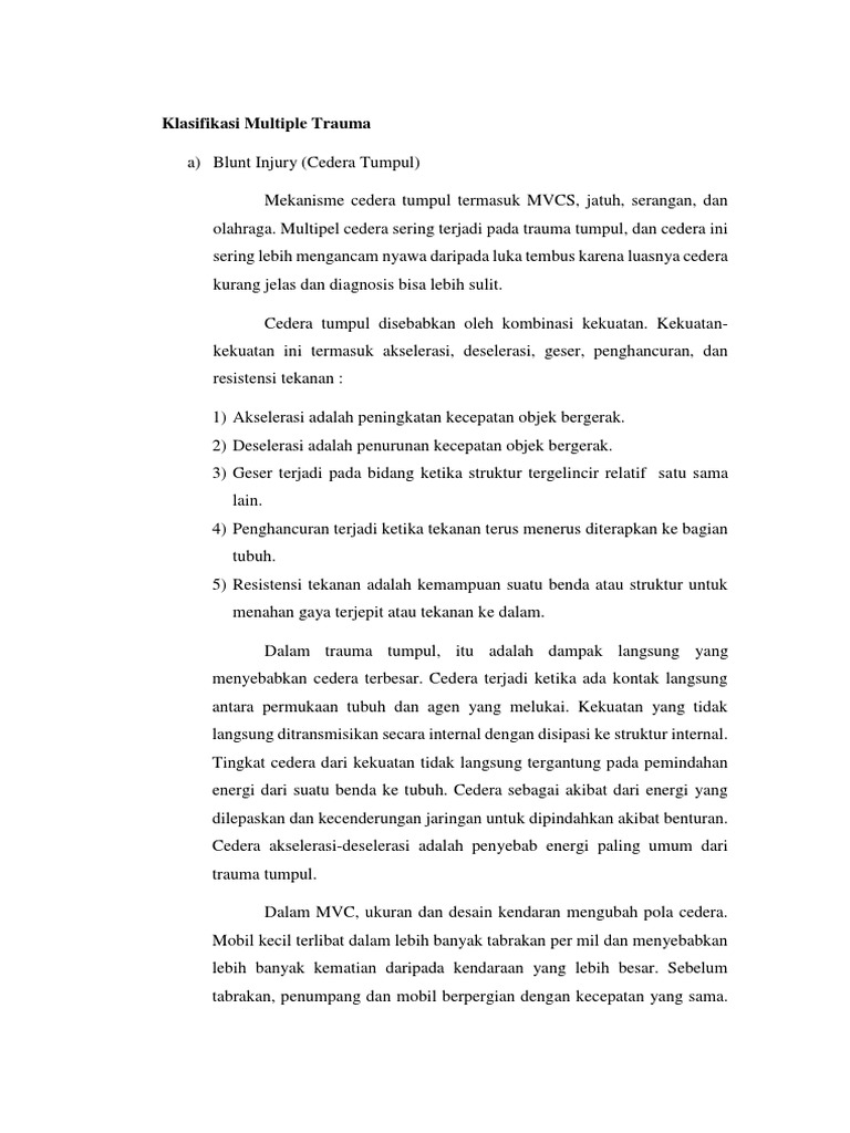 Klasifikasi Multiple Trauma | PDF