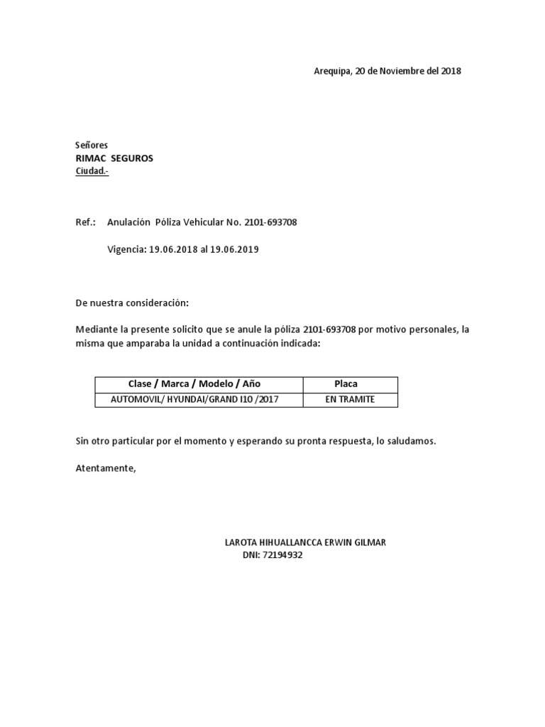 Carta de Anulacion | PDF