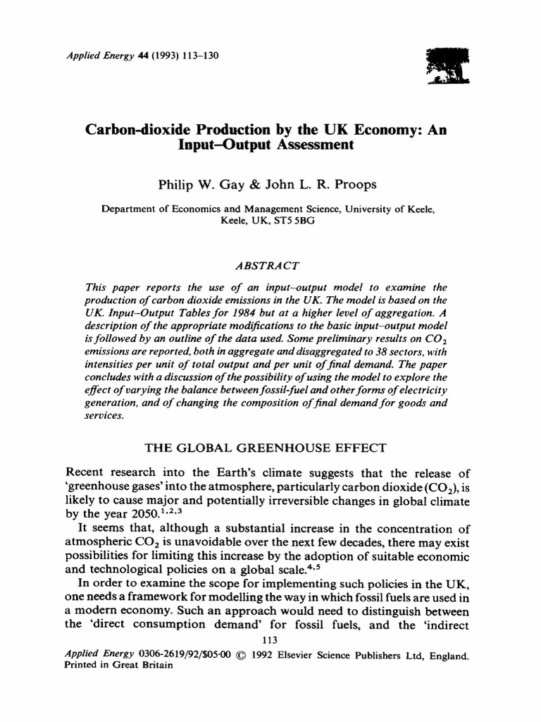 Gay & John L. R. Proops | PDF | Input–Output Model | Fuels