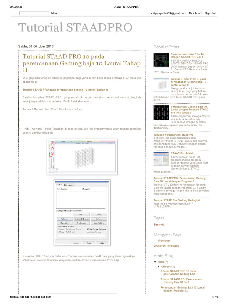 Tutorial STAADPRO | PDF