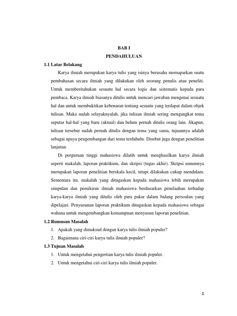 Karya Tulis Ilmiah Populer | PDF