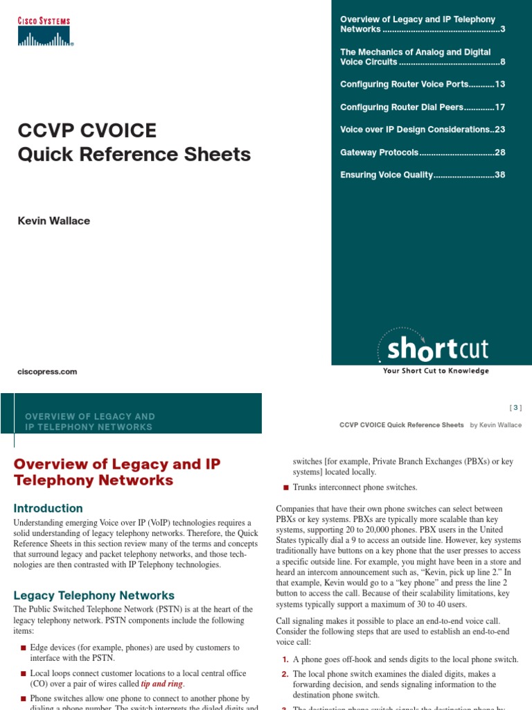 CCVP CVOICE Quick Reference Sheet | PDF | Voice Over Ip | Public Switched Telephone Network