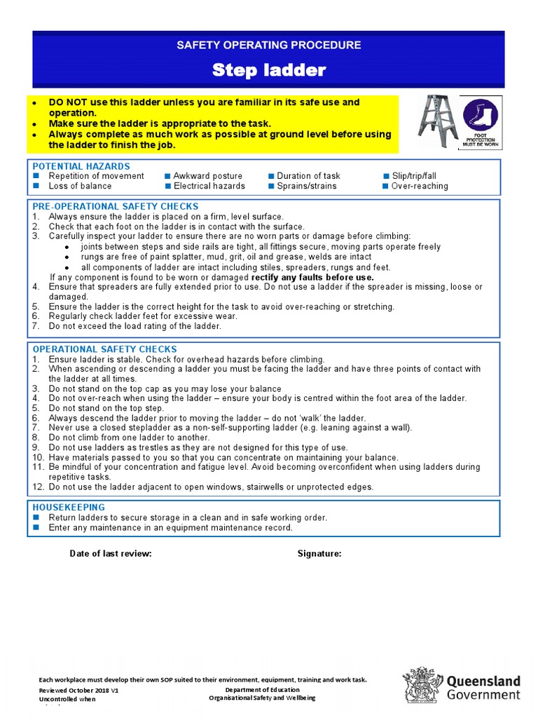 SOP of Step Ladder | PDF | Ladder | Nature