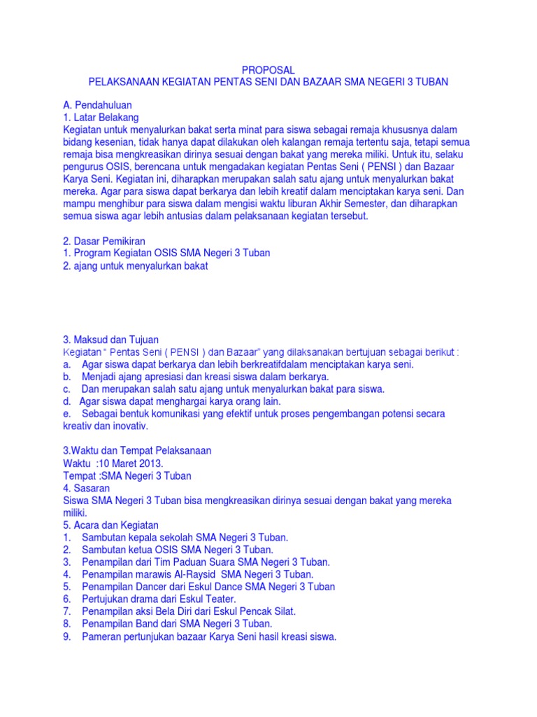 PROPOSAL Seni | PDF | Perjalanan | Griya & Taman