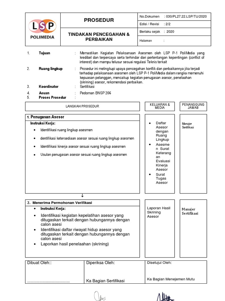 SOP TIndakan Pencegahan Dan Perbaikan PDF | PDF
