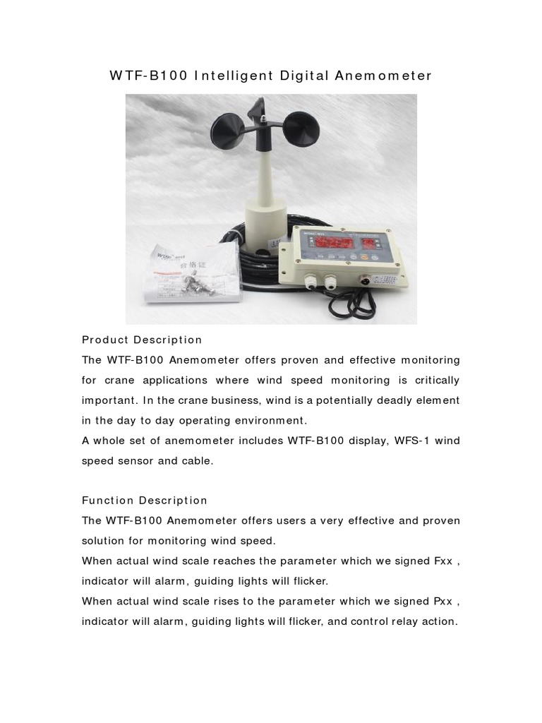 Anemometer Fixed Type WTF B100 | PDF