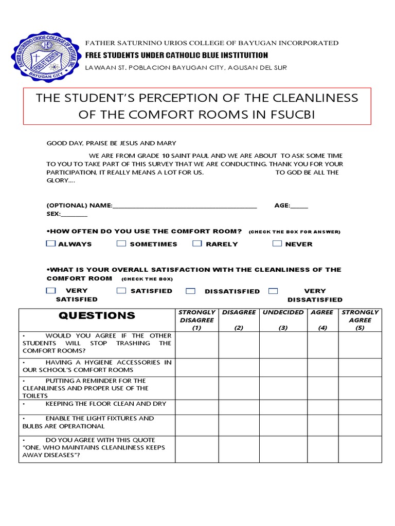 Comfort Room Cleanliness Survey Insights | PDF | Self-Improvement