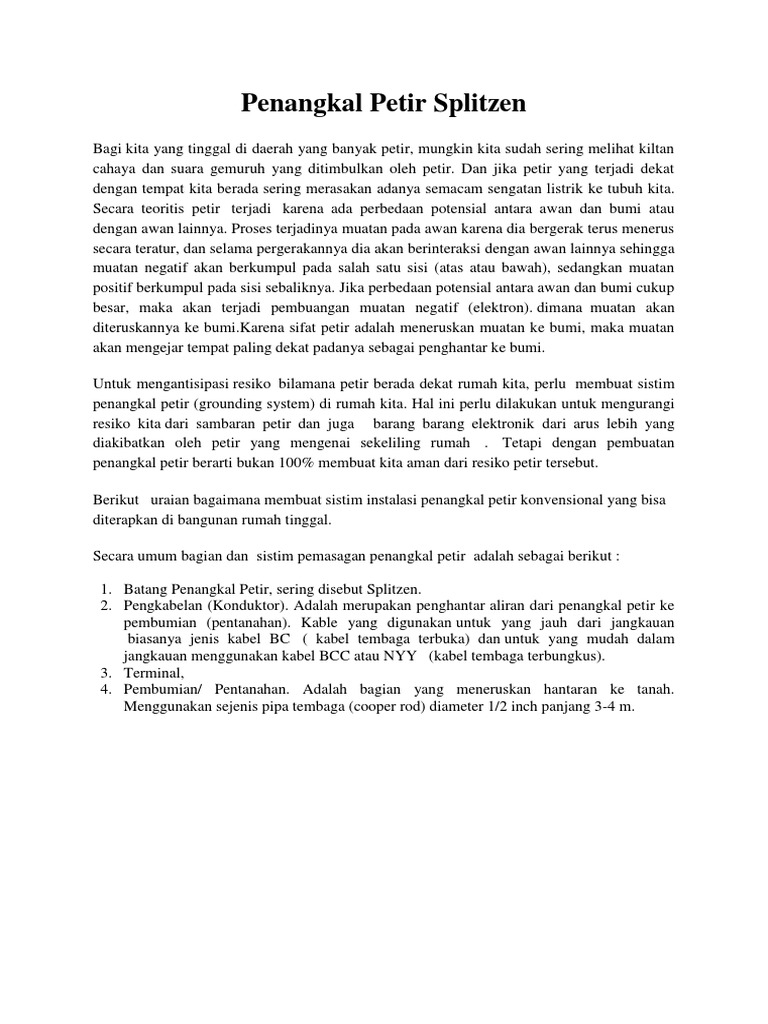 Penangkal Petir Splitzen dan Trisula | PDF
