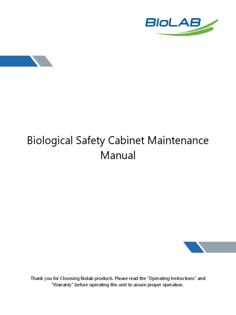 Biological Safety Cabinet Maintenance Manual | PDF | Switch | Power Supply