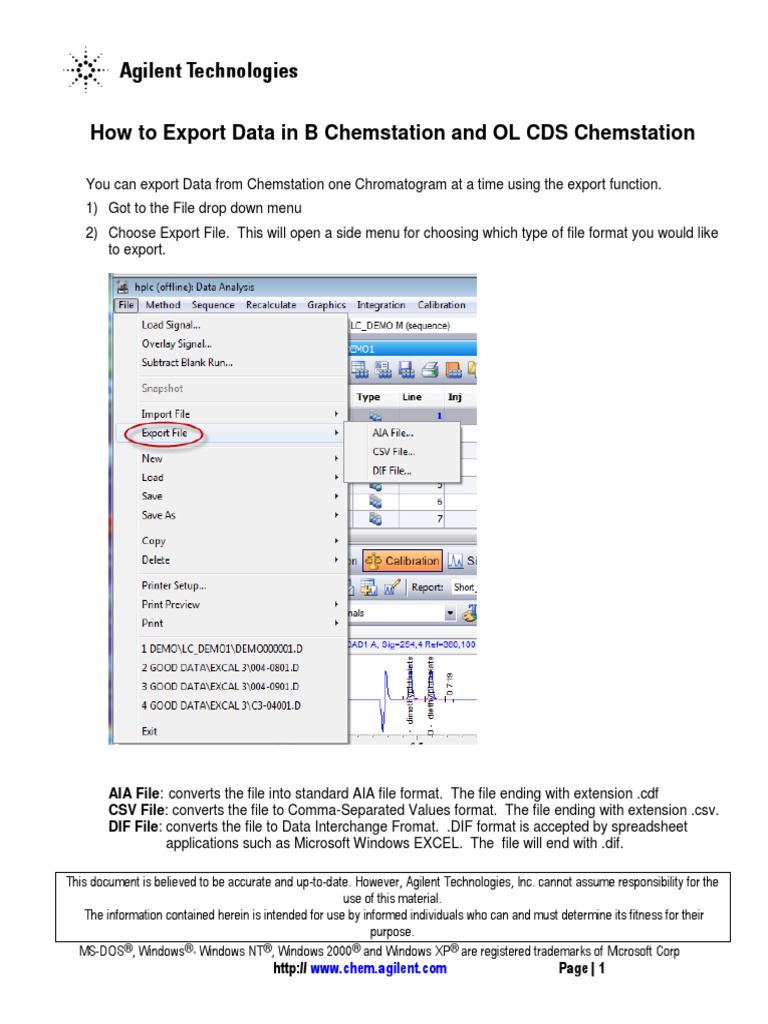 Exporting Data From B Chemstation and OL CDS Chemstation | PDF | Comma ...