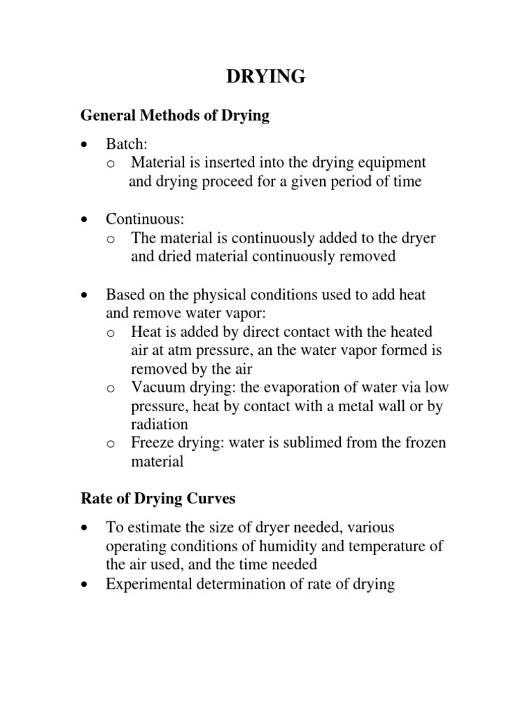 Drying: General Methods of Drying | PDF | Evaporation | Wetting
