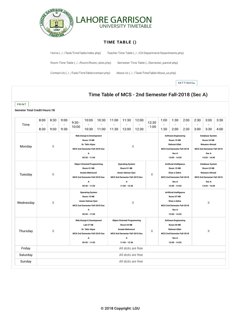 Timetable | PDF | Business | Computing And Information Technology