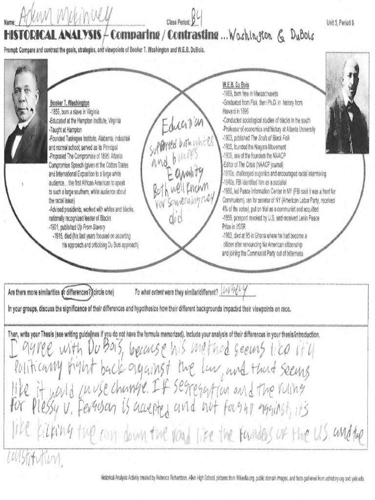 Washington & Du Bois Historical Analysis | PDF | W. E. B. Du Bois ...
