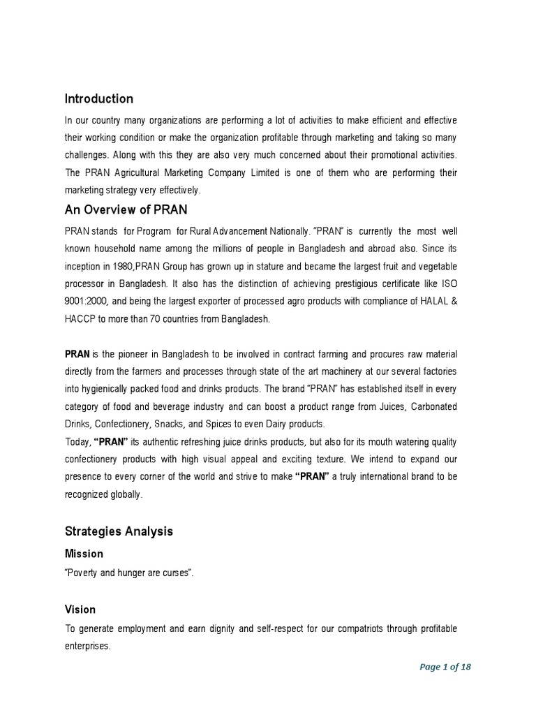 An Overview of PRAN | PDF | Retail | Marketing