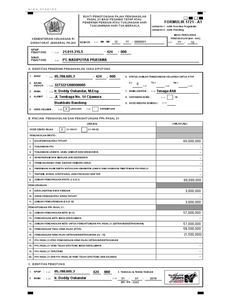 Panduan Formulir 1721-A1 Pajak | PDF