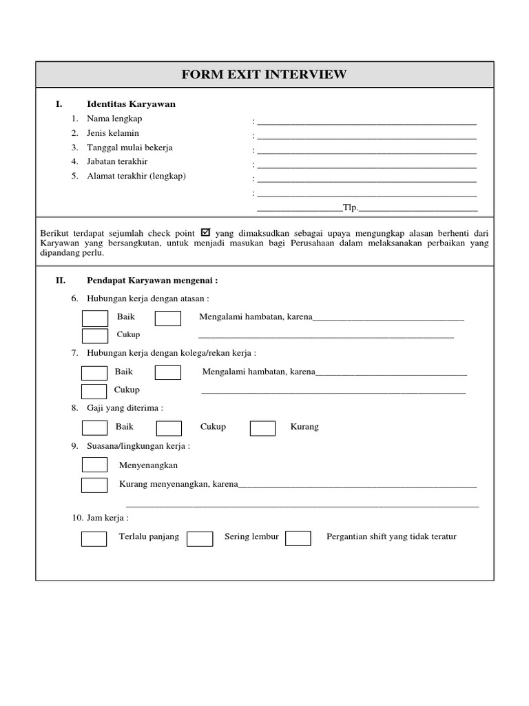 Contoh Exit Interview | PDF
