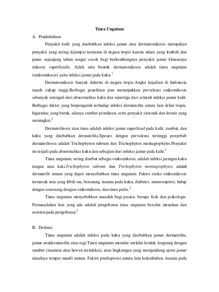 "Tinea Unguium: Infeksi Jamur Kuku" | PDF