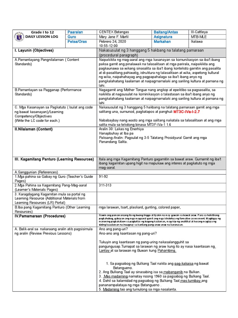 Cot MTB Centex Q4 Week 4 | PDF
