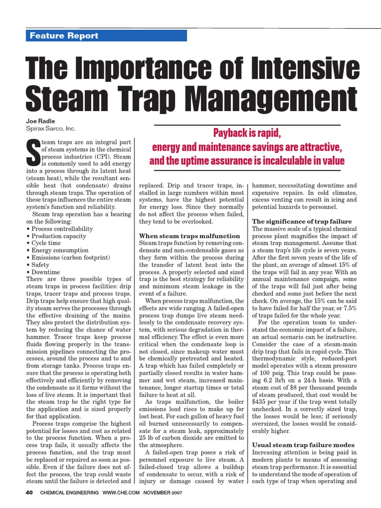 The Importance of Intensive Steam Trap Management | PDF