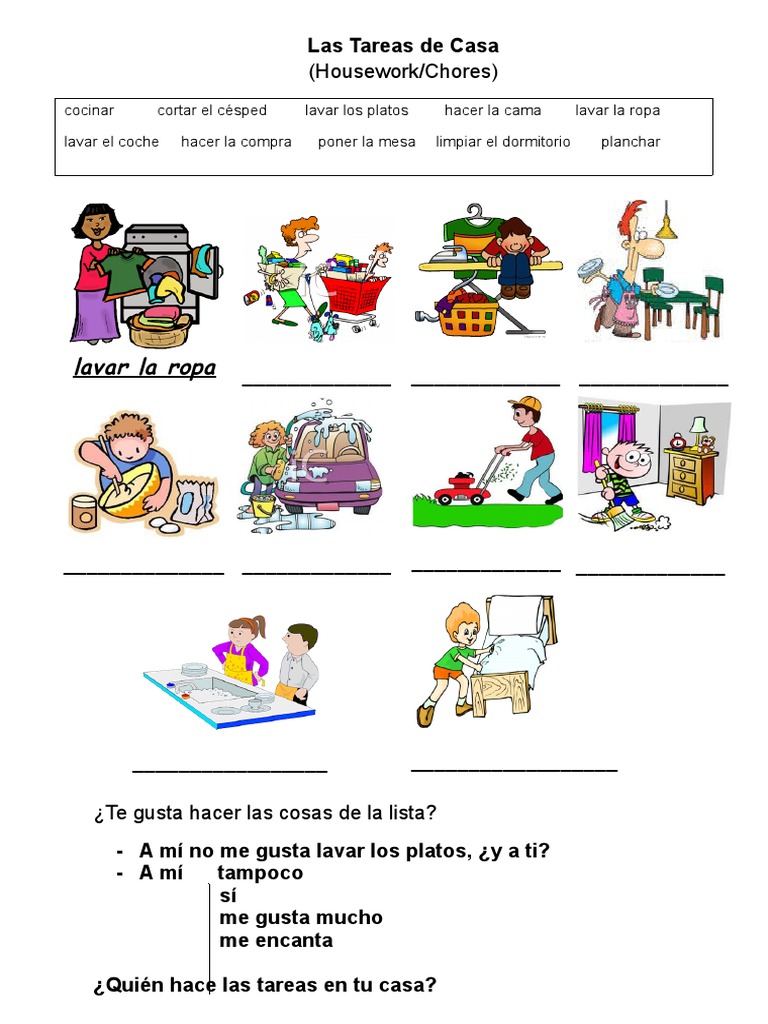 Las Tareas de Casa | PDF | Cocina, comidas y vino | Hogar, jardinería y ...