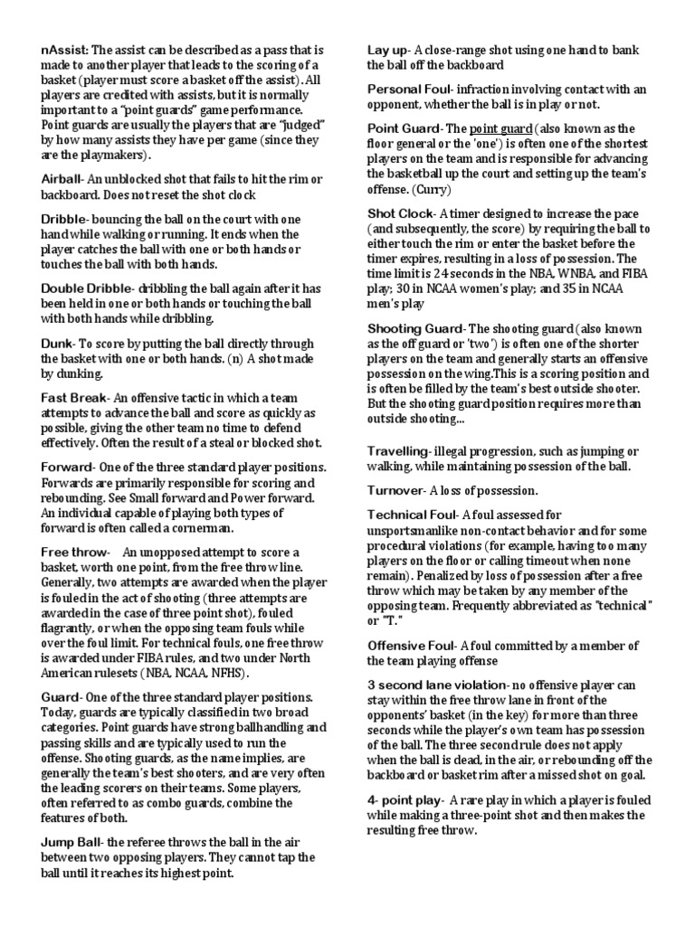 Basketball Terms | PDF