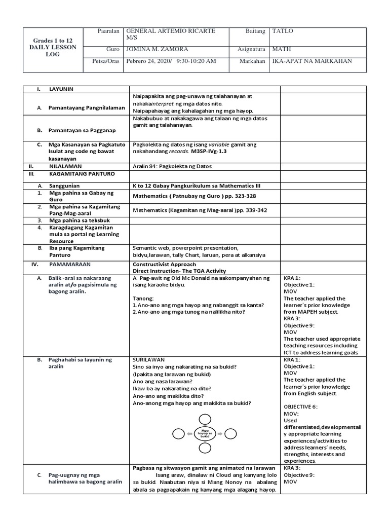 COT MATH Collecting Data (Tagalog) | PDF