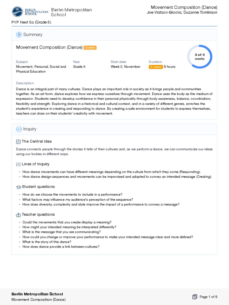 Movement Composition (Dance) | PDF