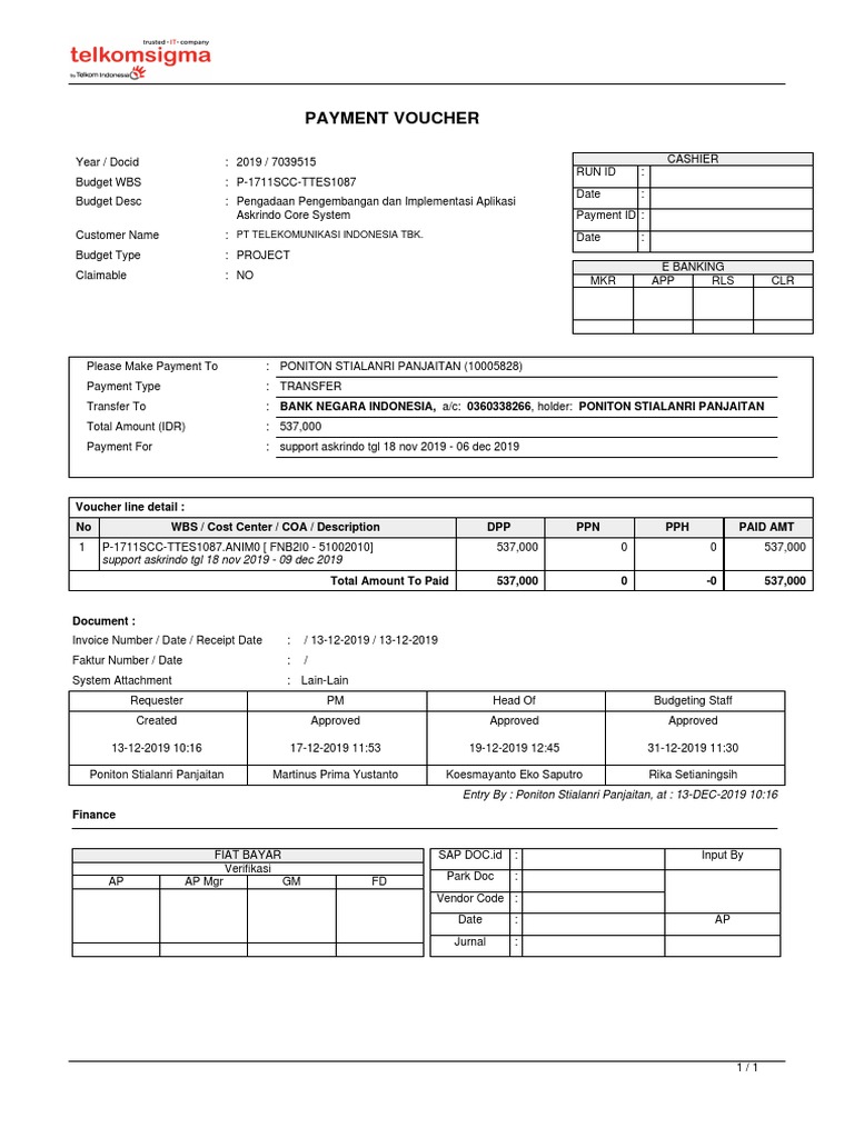 Payment Voucher 7039515 | PDF