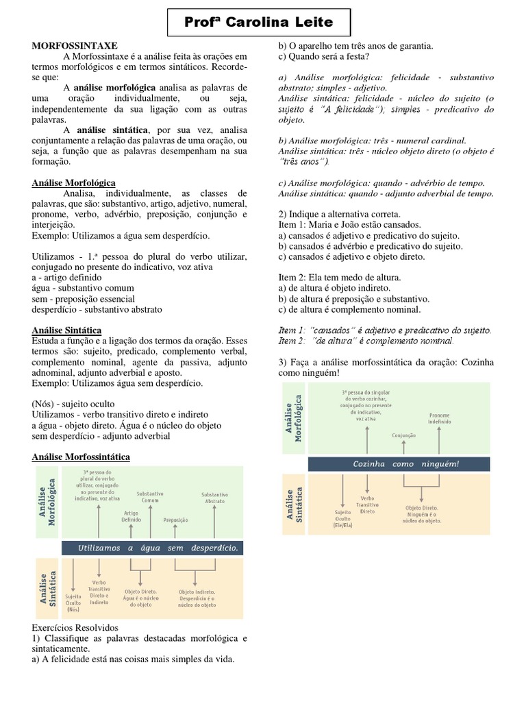 Análise Morfossintática | PDF | Artes Linguísticas e Disciplina