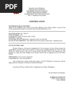 Police Blotter Entry Certification Sample | PDF