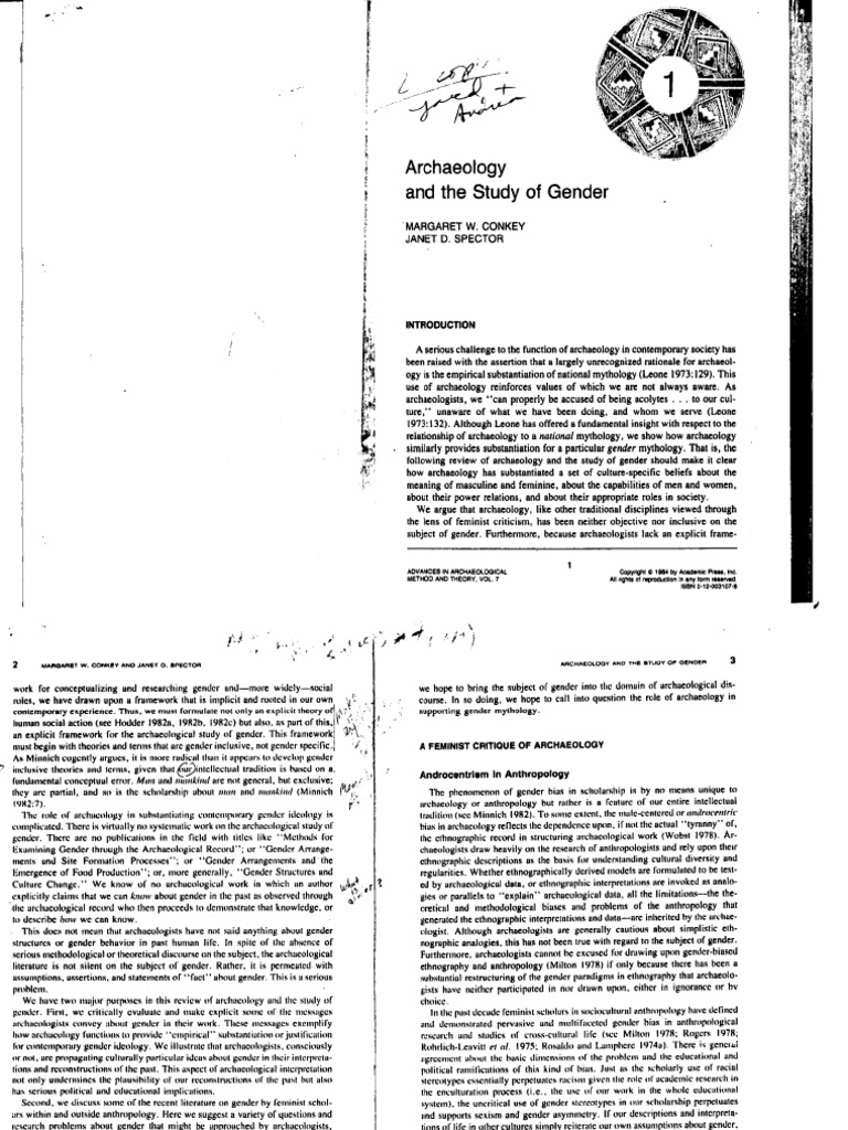 CONKEY & SPECTOR - 1984 - Archaeology and The Study of Gender | PDF ...