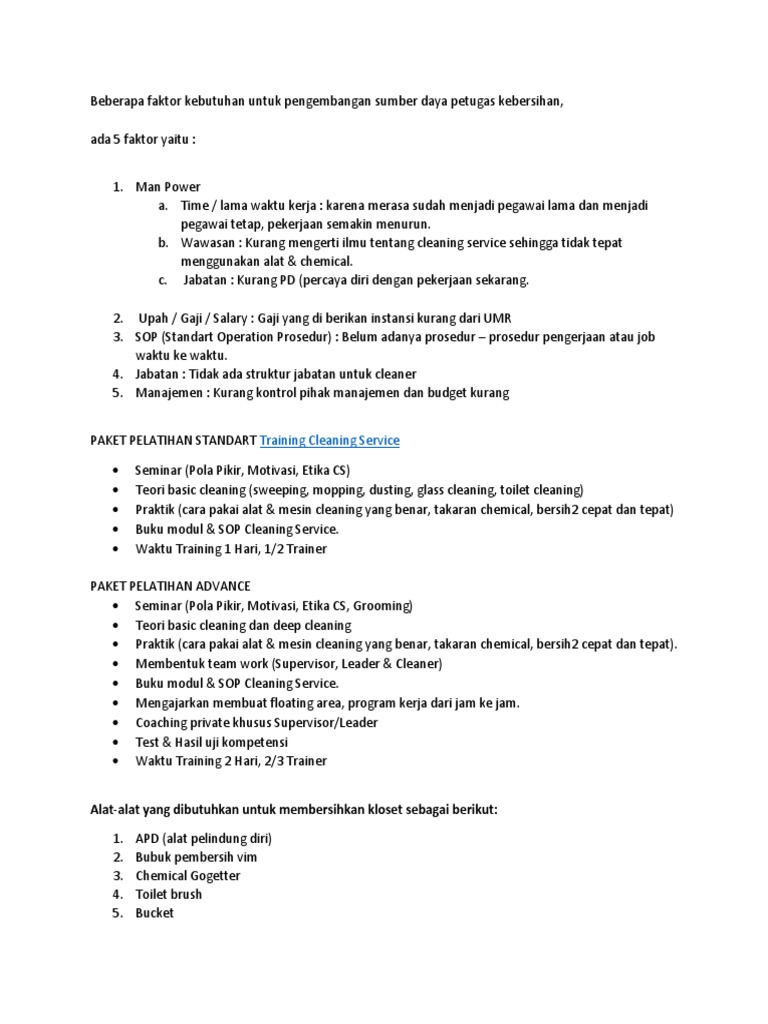 Materi Cleaning MCK Operator | PDF