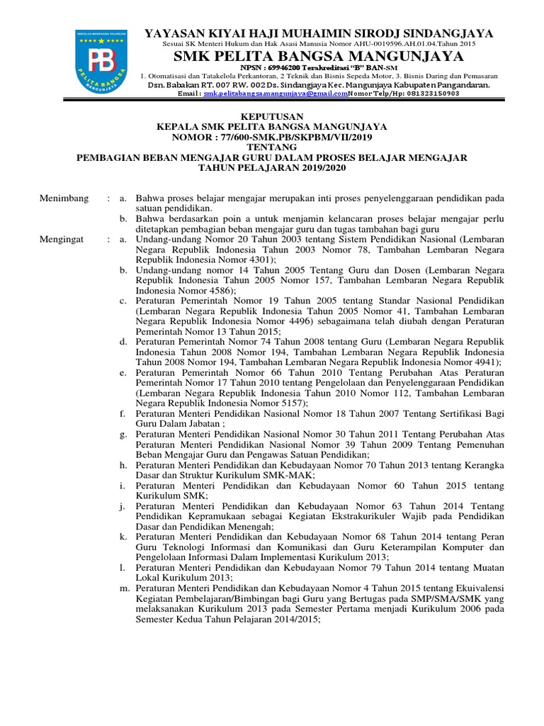 SKPBM SMK Pelita Bangsa Mangunjaya | PDF