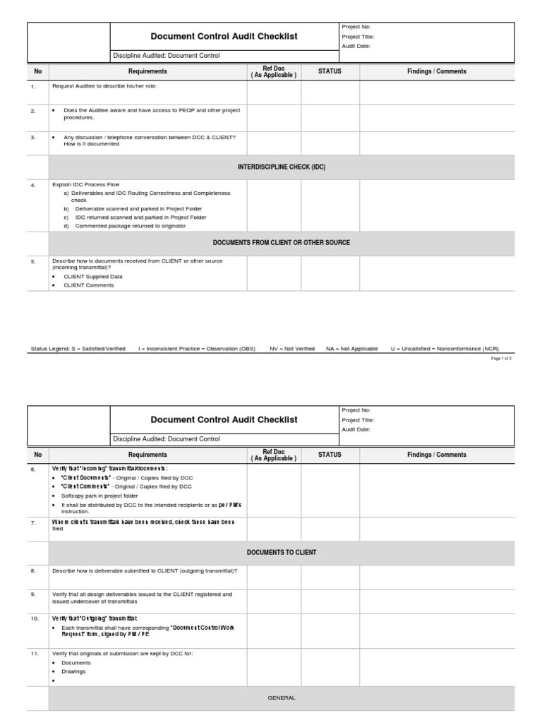 Document Control Checklist | PDF