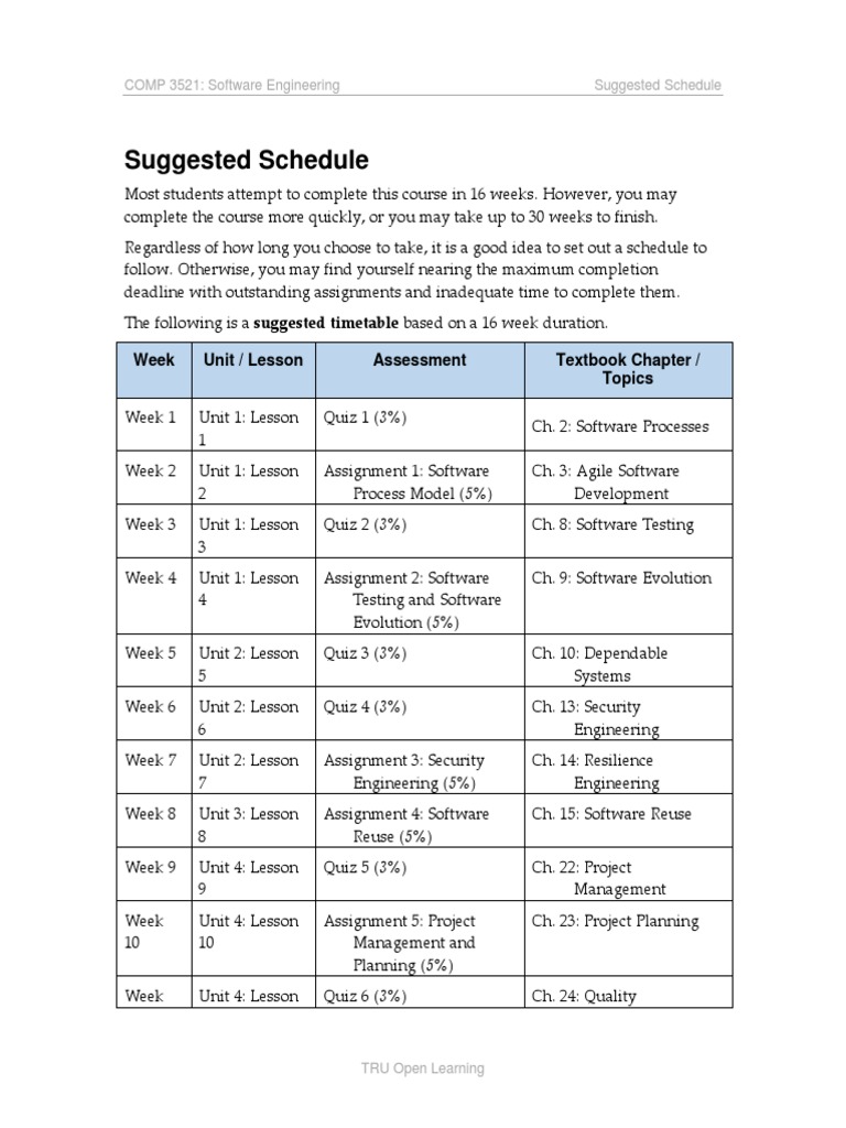 COMP 3521 Course Schedule Overview | PDF