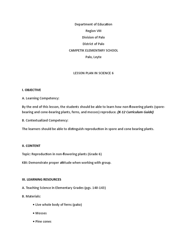 Lesson Plan in Science 6 | PDF