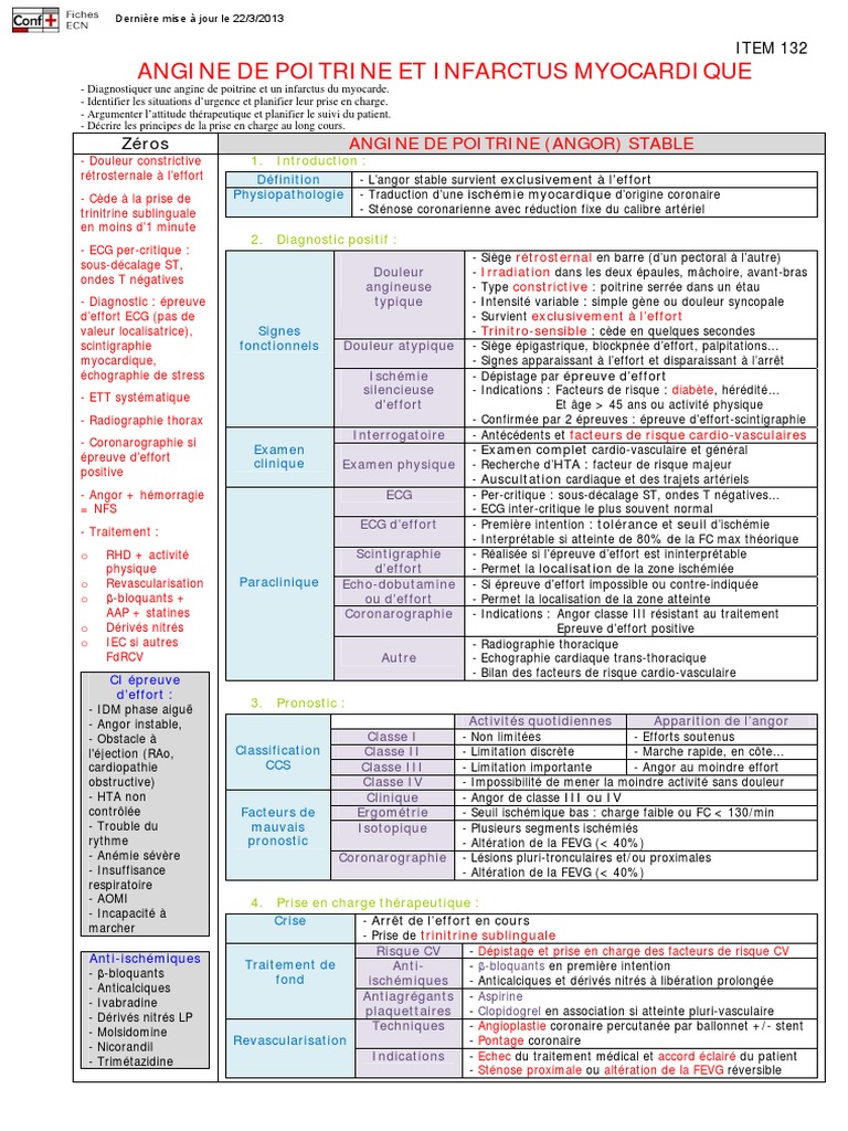 132 Angine de Poitrine Et Infarctus Myocardique | PDF