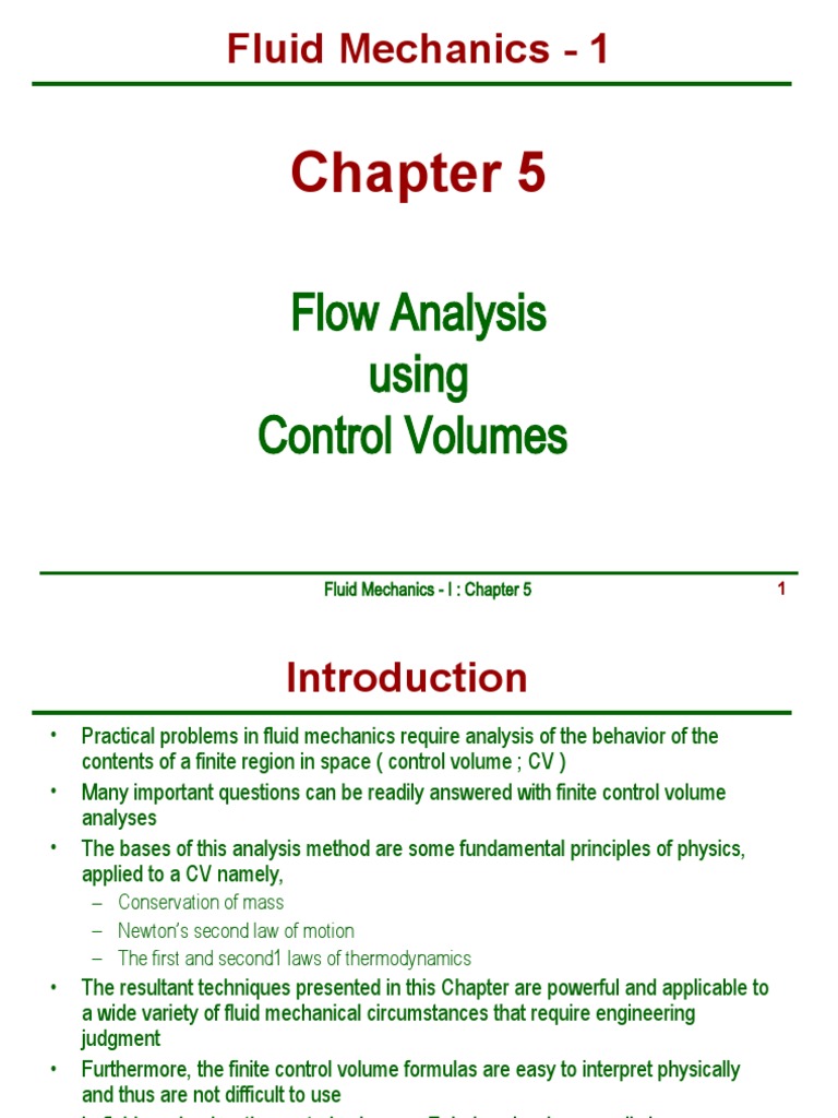 Fluid Mechanics - 1: Flow Analysis Using Control Volumes | PDF | Fluid ...