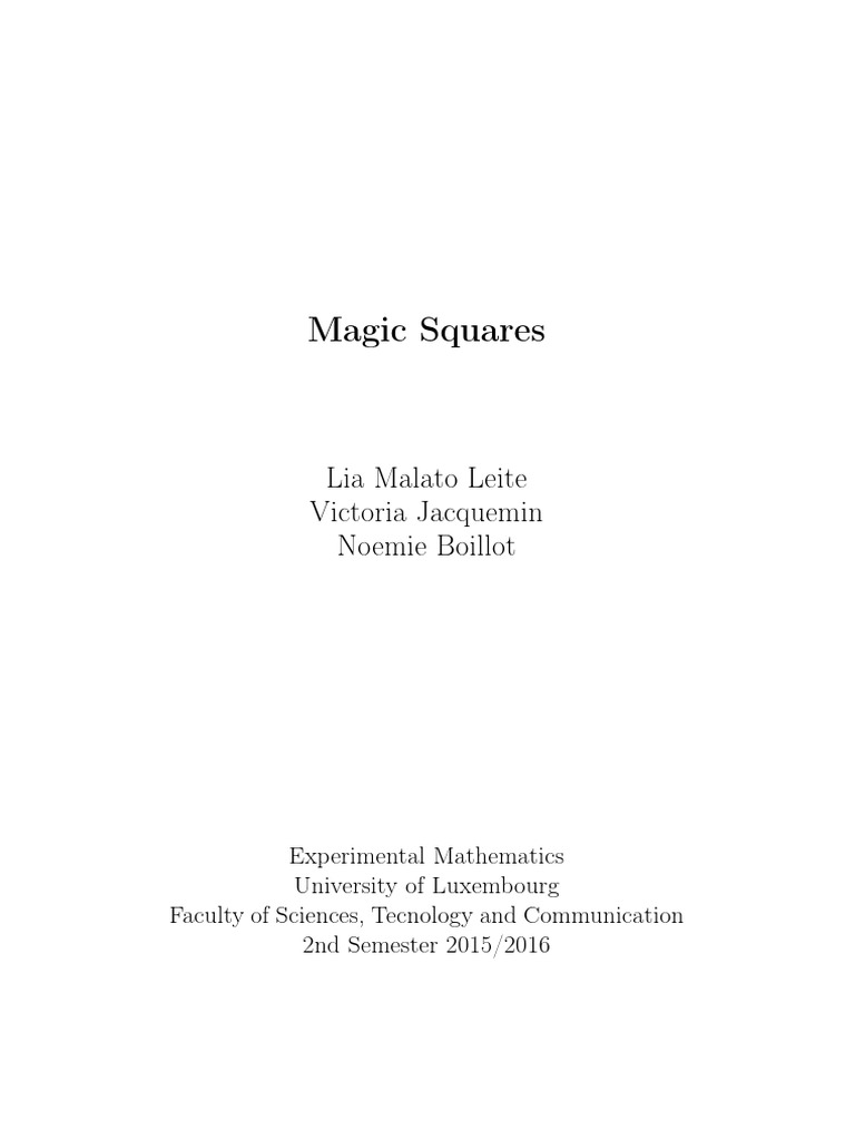 Exploring Magic Squares and Their Types | PDF