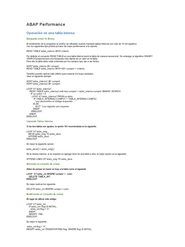 ABAP Performance | PDF
